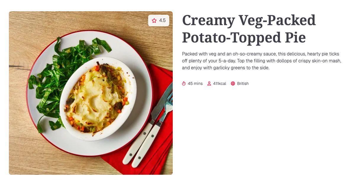Creamy Veg-Packed Potato-Topped Pie (45 mins) | Gousto Recipe Search