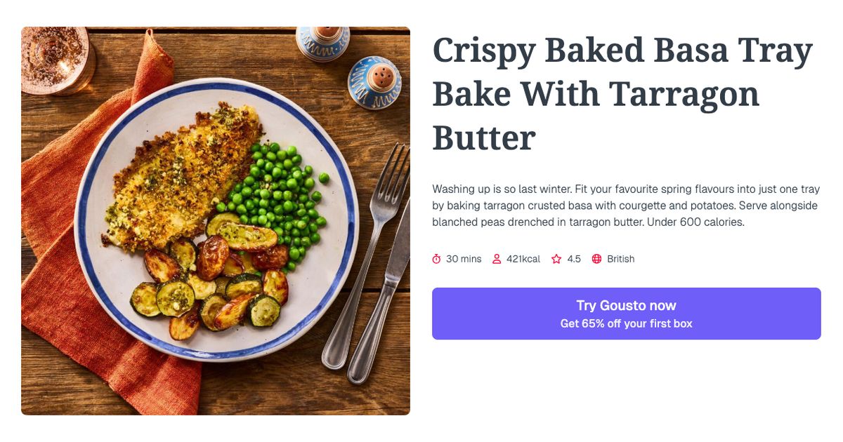 Crispy Baked Basa Tray Bake With Tarragon Butter (30 mins) | Gousto ...