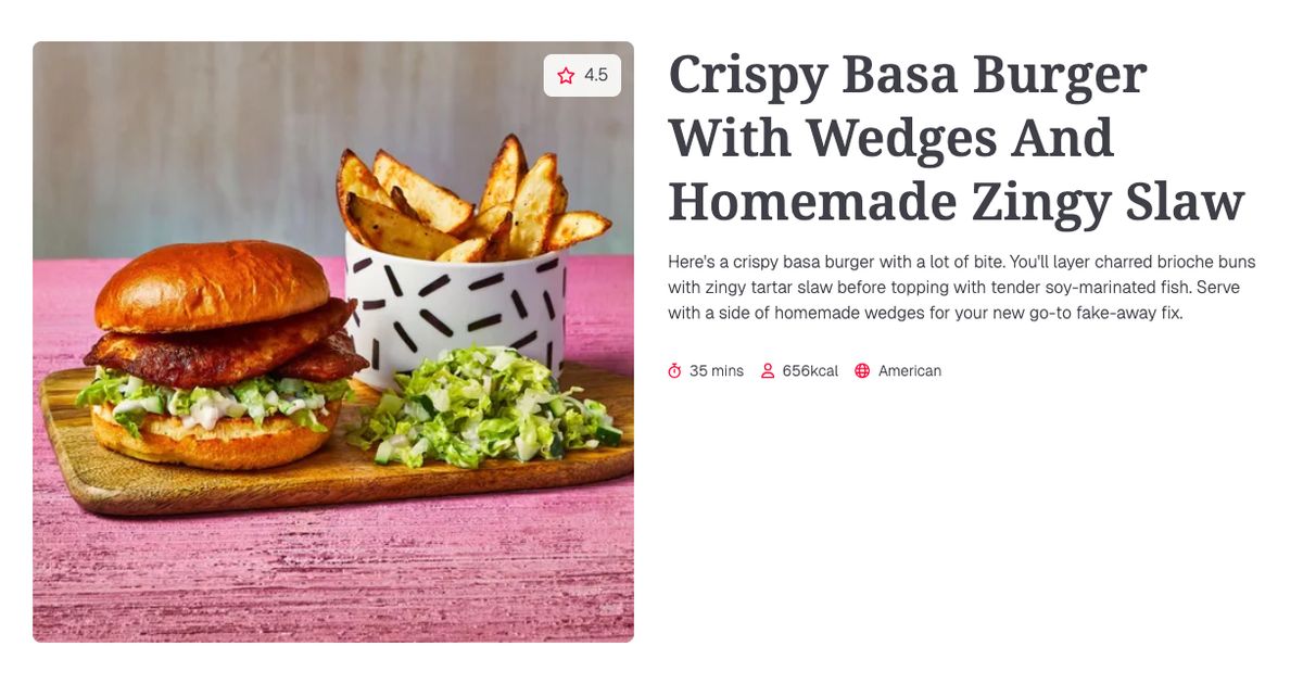 Crispy Basa Burger With Wedges And Homemade Zingy Slaw (35 mins ...