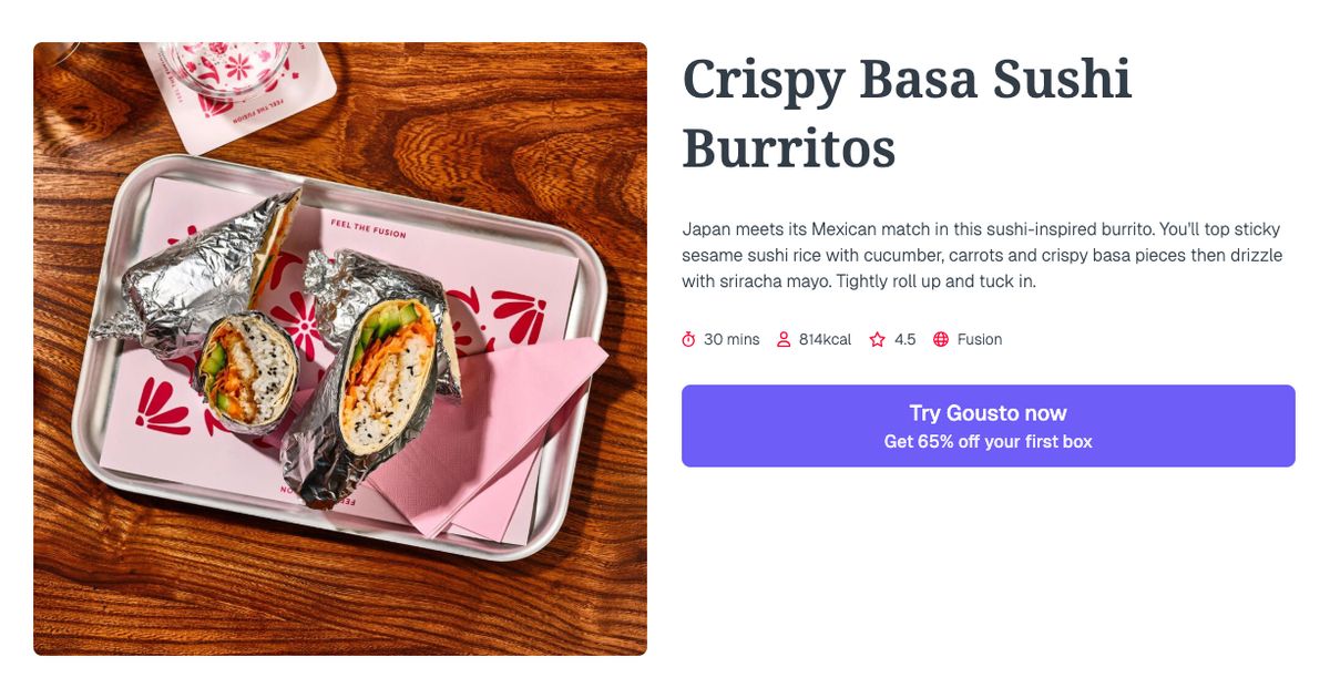 Crispy Basa Sushi Burritos (30 mins) | Gousto Recipe Search