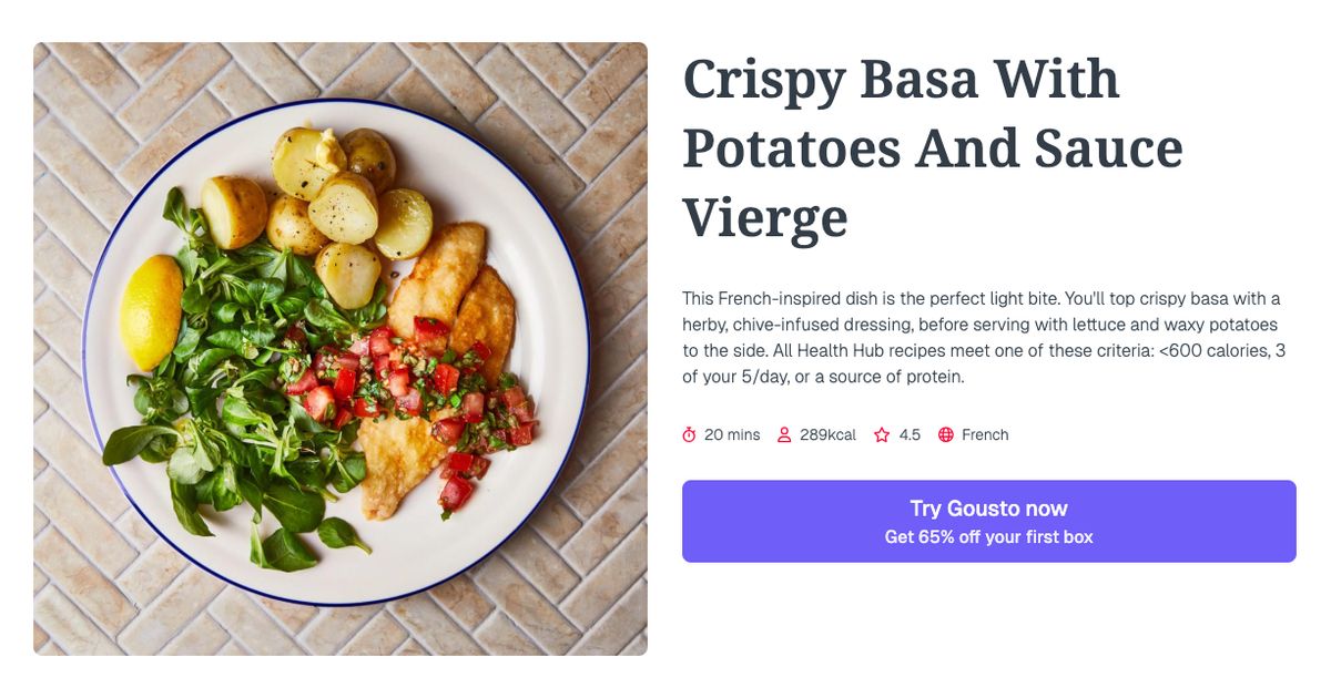 Crispy Basa With Potatoes And Sauce Vierge (20 mins) | Gousto Recipe Search