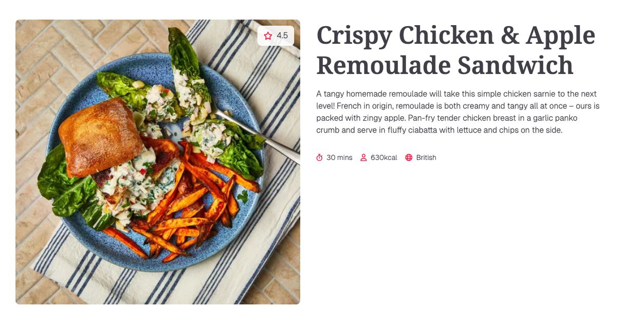 Crispy Chicken & Apple Remoulade Sandwich (30 mins) | Gousto Recipe Search