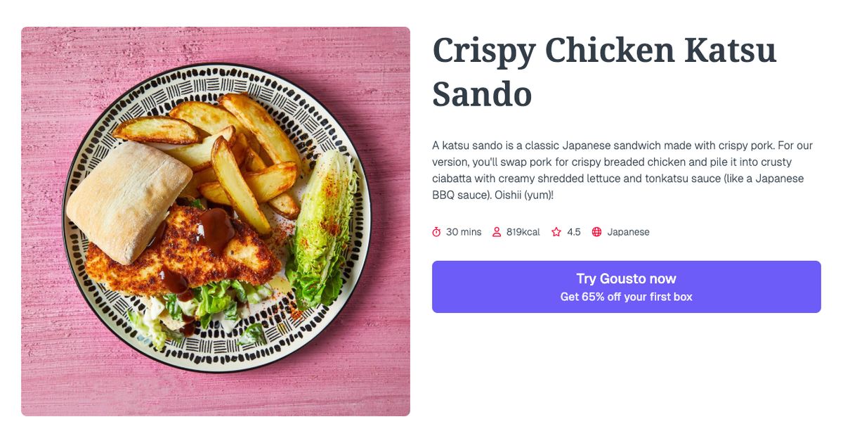 Crispy Chicken Katsu Sando (30 mins) | Gousto Recipe Search