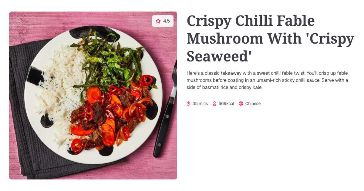 Crispy Chilli Fable Mushroom With 'Crispy Seaweed' (35 mins) | Gousto ...