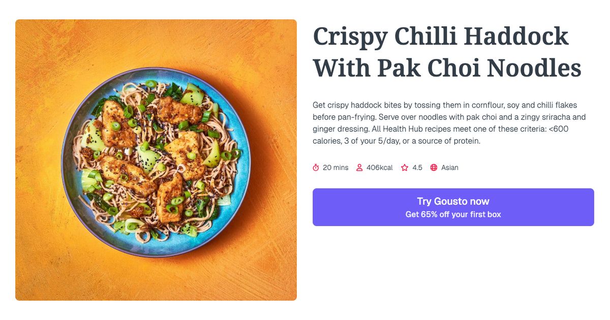 Crispy Chilli Haddock With Pak Choi Noodles (20 mins) | Gousto Recipe ...