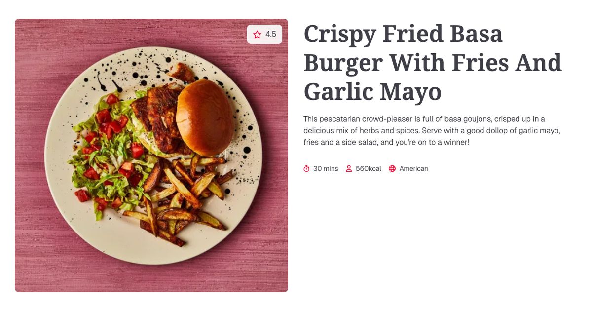 Crispy Fried Basa Burger With Fries And Garlic Mayo (30 mins) | Gousto ...