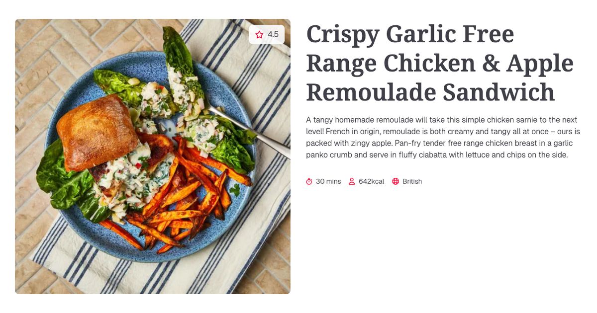 Crispy Garlic Free Range Chicken & Apple Remoulade Sandwich (30 mins ...