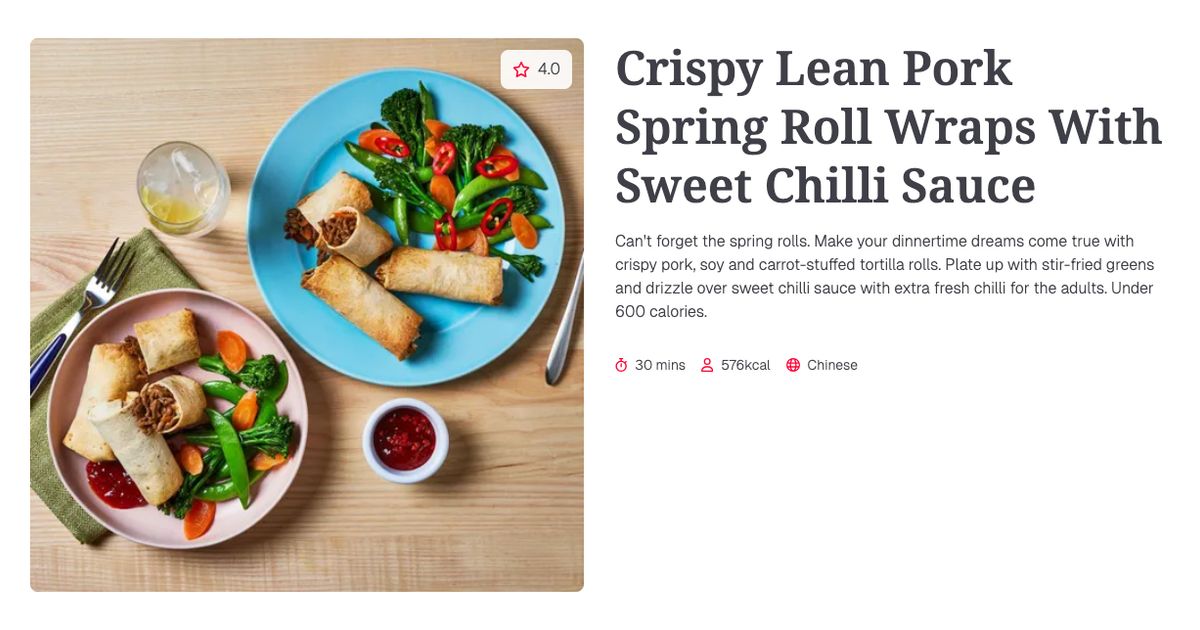 Crispy Lean Pork Spring Roll Wraps With Sweet Chilli Sauce (30 mins ...