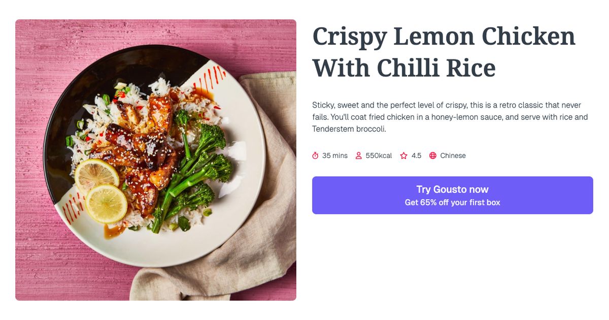 Crispy Lemon Chicken With Chilli Rice (35 mins) | Gousto Recipe Search