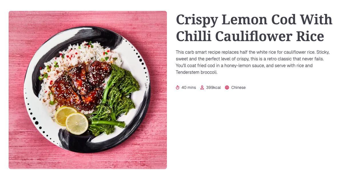 Crispy Lemon Cod With Chilli Cauliflower Rice (40 mins) | Gousto Recipe ...