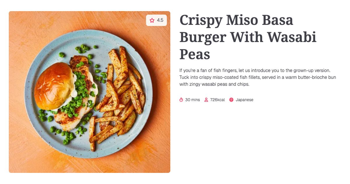 Crispy Miso Basa Burger With Wasabi Peas (30 mins) | Gousto Recipe Search