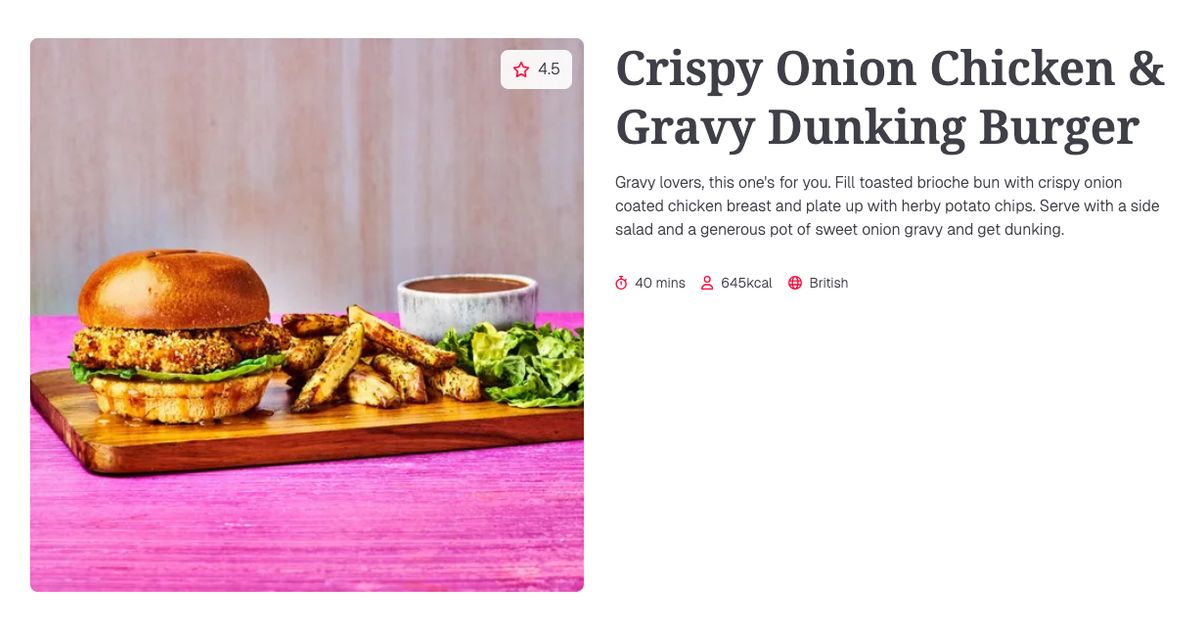 Crispy Onion Chicken & Gravy Dunking Burger (40 mins) | Gousto Recipe ...