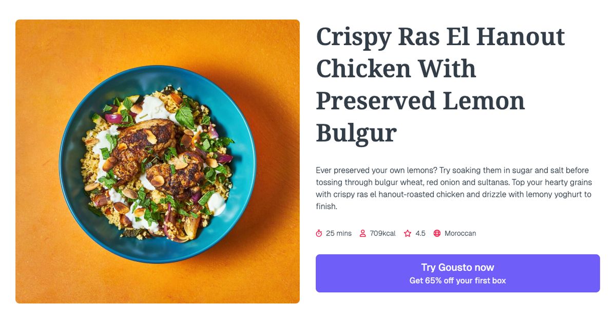 Crispy Ras El Hanout Chicken With Preserved Lemon Bulgur (25 mins ...