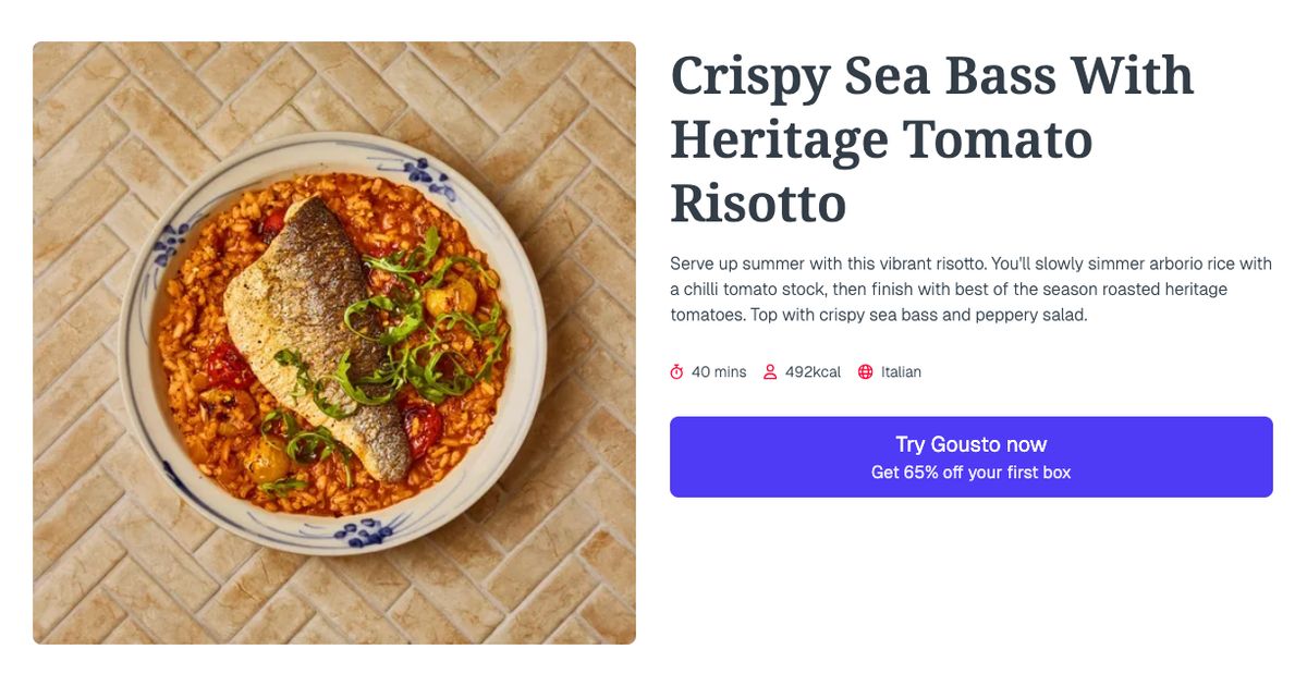 Crispy Sea Bass With Heritage Tomato Risotto (40 mins) | Gousto Recipe ...