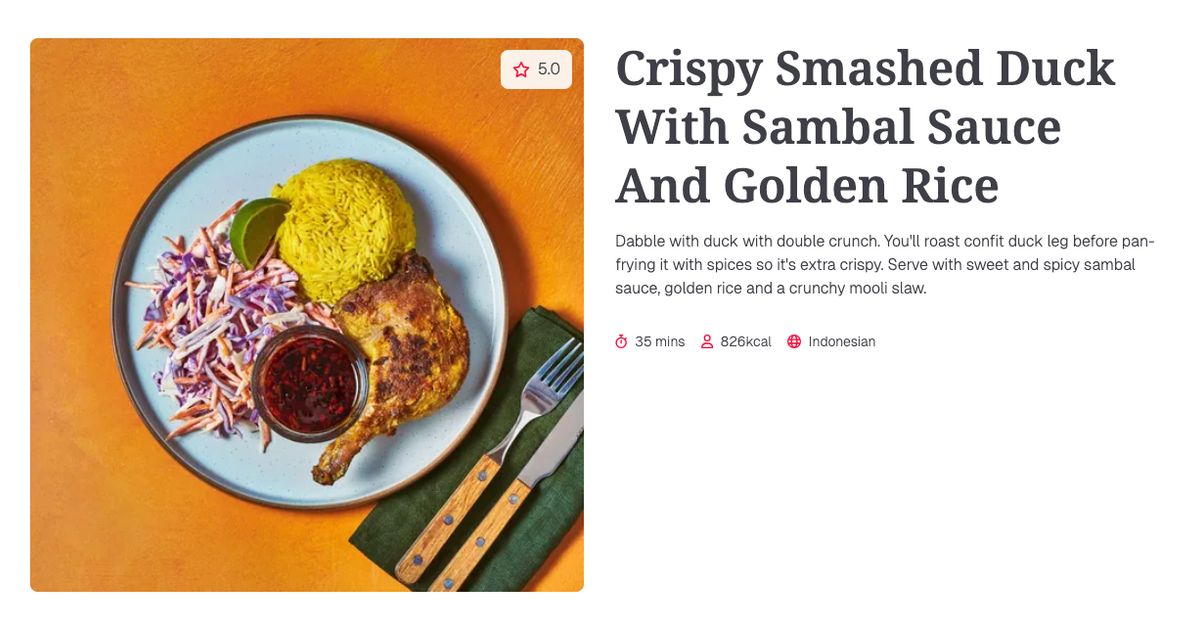 Crispy Smashed Duck With Sambal Sauce And Golden Rice (35 mins ...