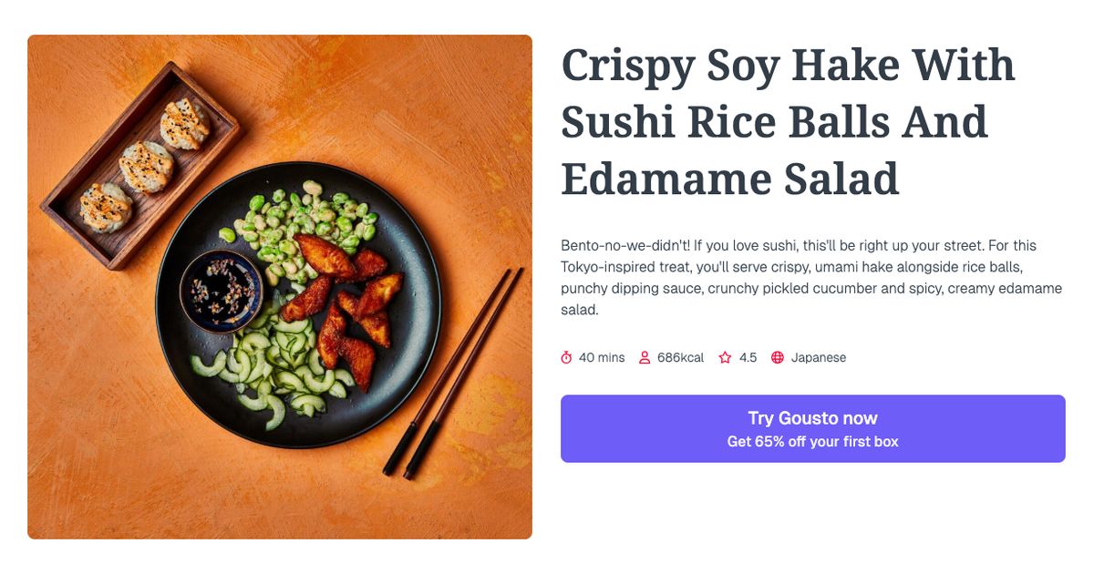 Crispy Soy Hake With Sushi Rice Balls And Edamame Salad (40 mins ...