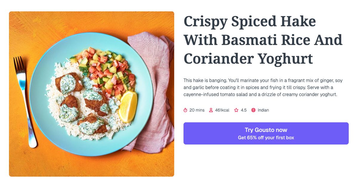 Crispy Spiced Hake With Basmati Rice And Coriander Yoghurt (20 mins ...