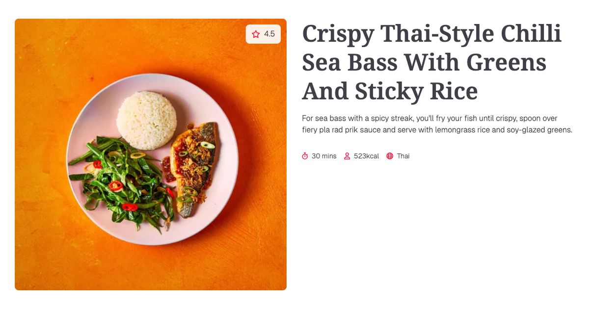 Crispy Thai-Style Chilli Sea Bass With Greens And Sticky Rice (30 mins ...