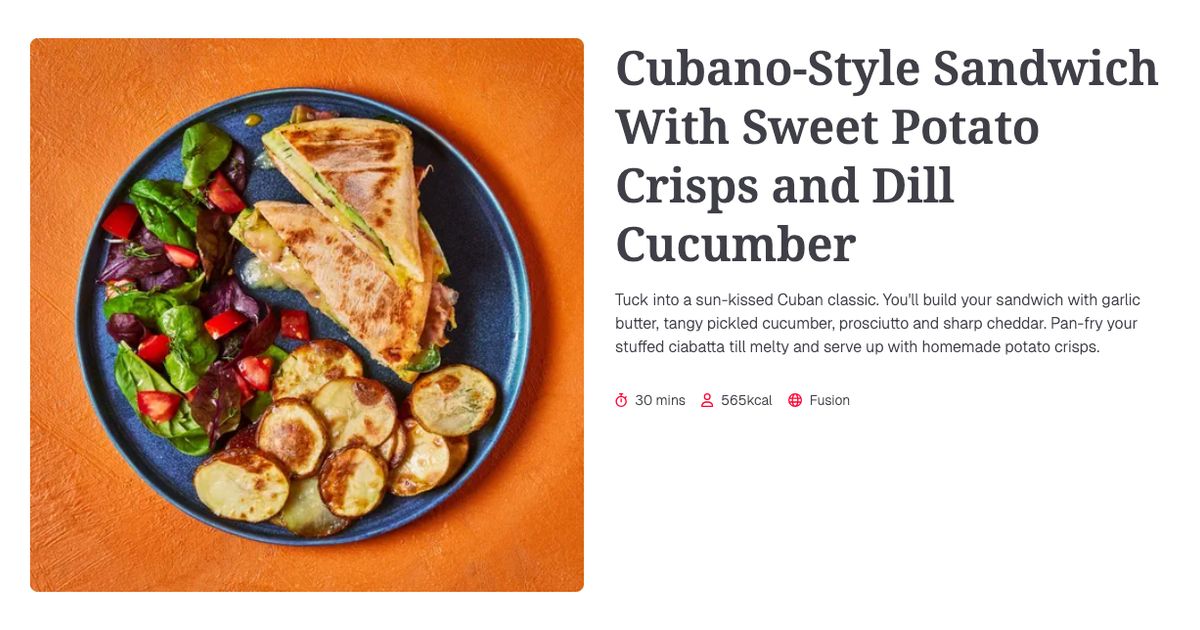 Cubano-Style Sandwich With Sweet Potato Crisps and Dill Cucumber (30 ...