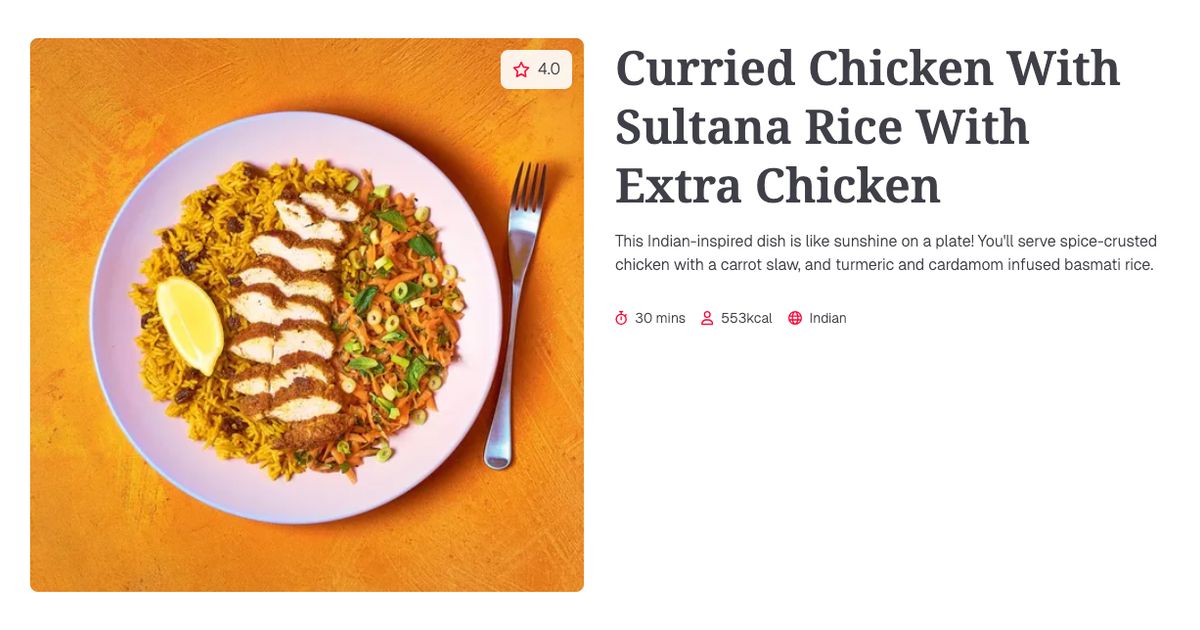 Curried Chicken With Sultana Rice With Extra Chicken (30 mins) | Gousto ...