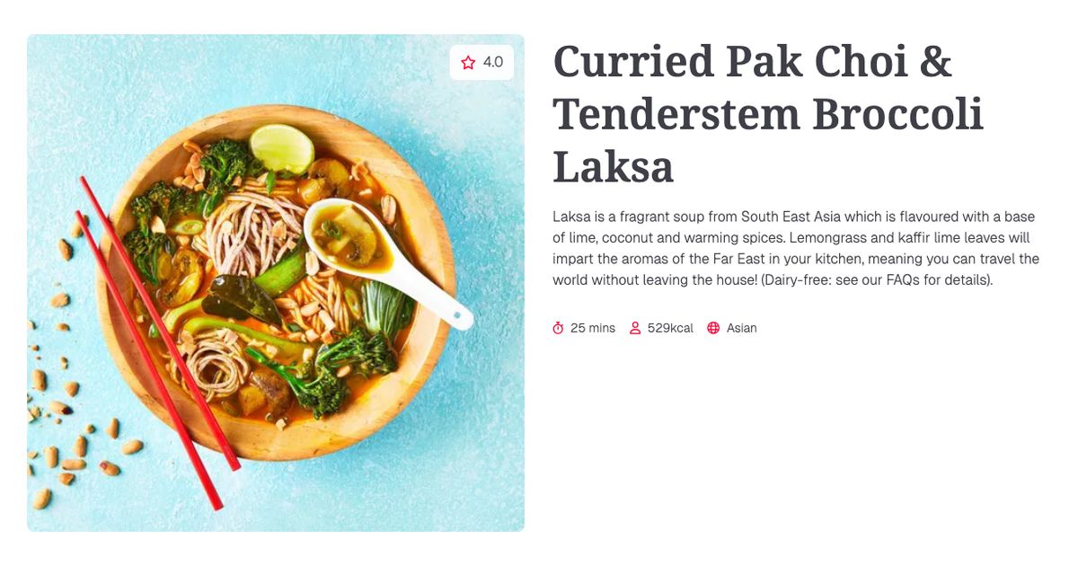 Curried Pak Choi & Tenderstem Broccoli Laksa (25 mins) | Gousto Recipe ...
