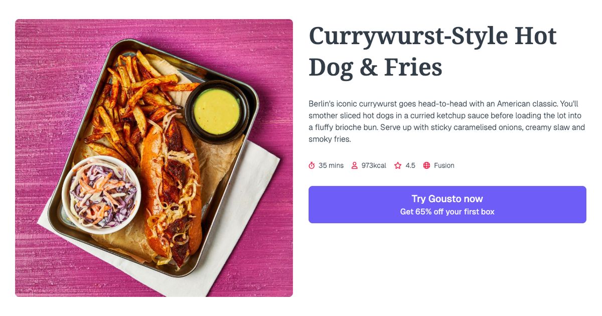 Currywurst-Style Hot Dog & Fries (35 mins) | Gousto Recipe Search