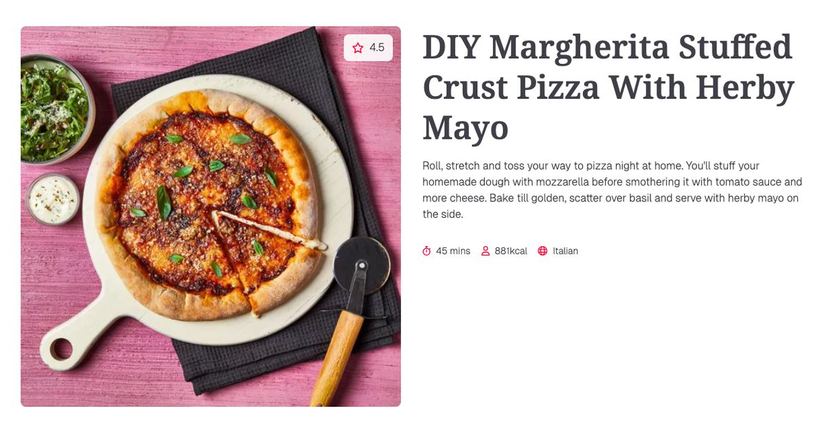 DIY Margherita Stuffed Crust Pizza With Herby Mayo (45 mins) | Gousto ...