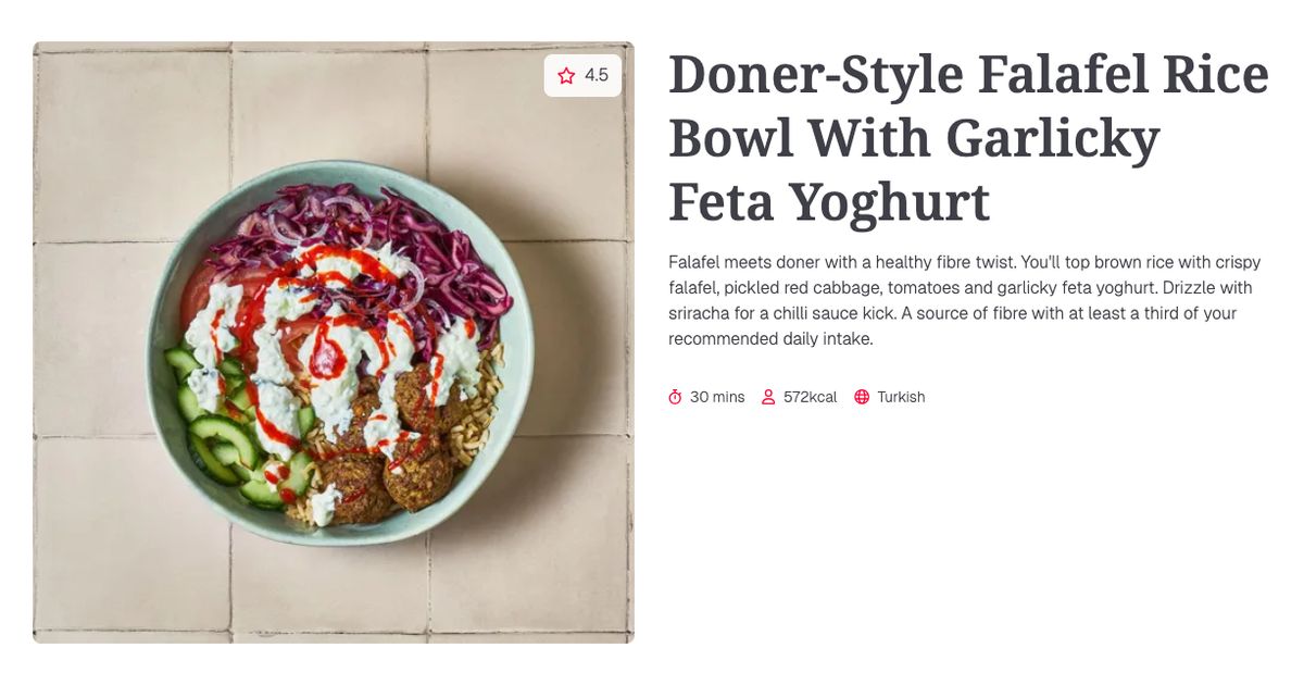 Doner-Style Falafel Rice Bowl With Garlicky Feta Yoghurt (30 mins ...