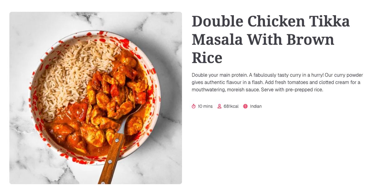 Double Chicken Tikka Masala With Brown Rice (10 mins) | Gousto Recipe ...