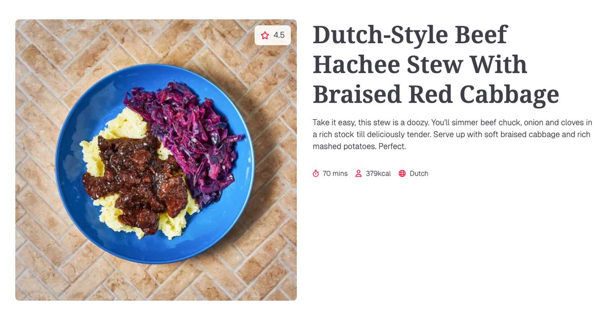 Dutch-Style Beef Hachee Stew With Braised Red Cabbage (70 mins ...