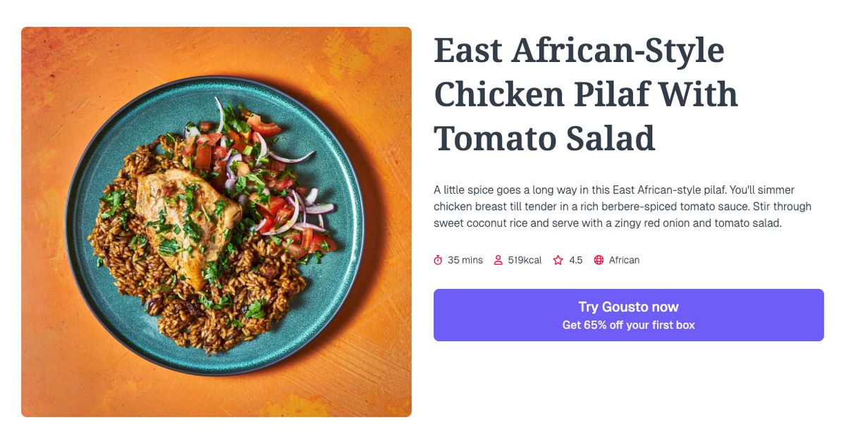 East African-Style Chicken Pilaf With Tomato Salad (35 mins) | Gousto ...