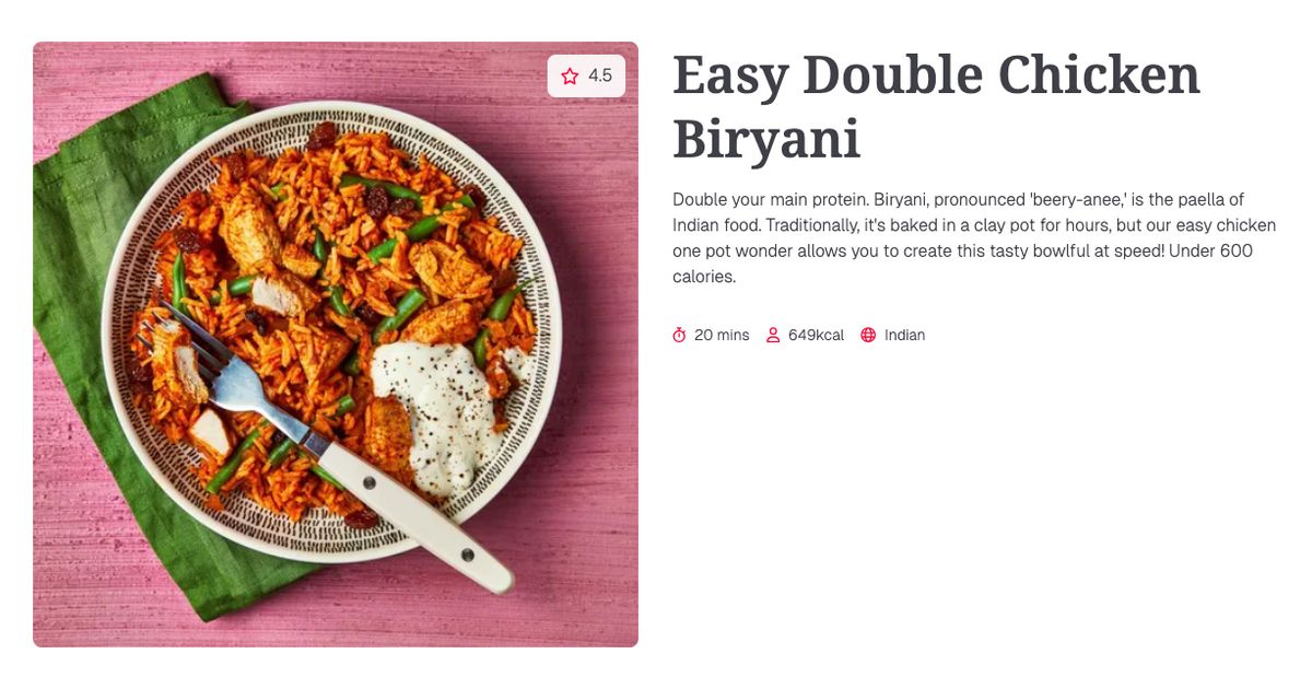 Easy Double Chicken Biryani (20 mins) | Gousto Recipe Search