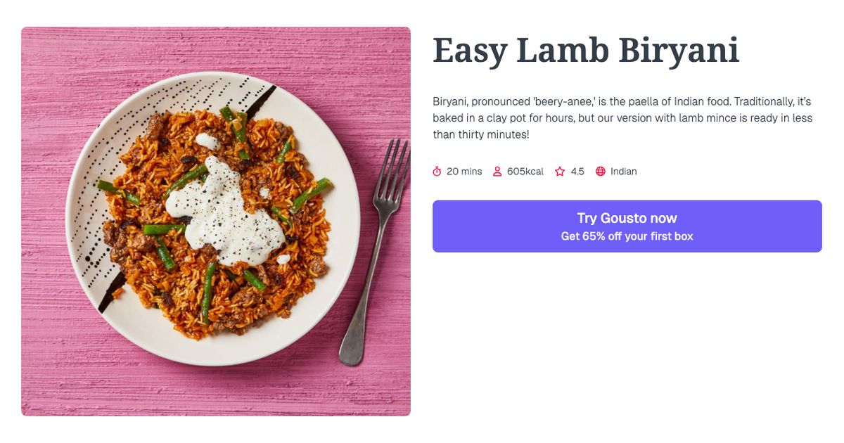 Easy Lamb Biryani (20 mins) | Gousto Recipe Search