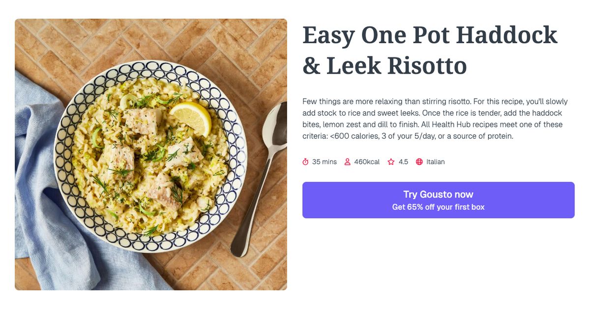 Easy One Pot Haddock & Leek Risotto (35 mins) | Gousto Recipe Search