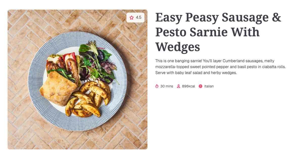 Easy Peasy Sausage & Pesto Sarnie With Wedges (30 mins) | Gousto Recipe ...