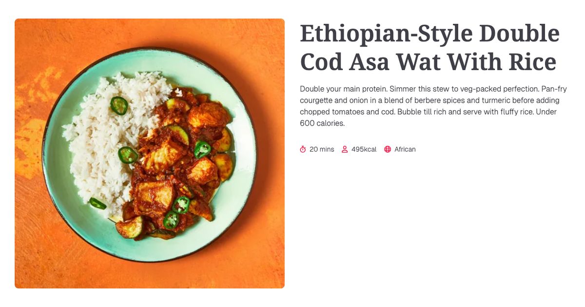 Ethiopian-Style Double Cod Asa Wat With Rice (20 mins) | Gousto Recipe ...