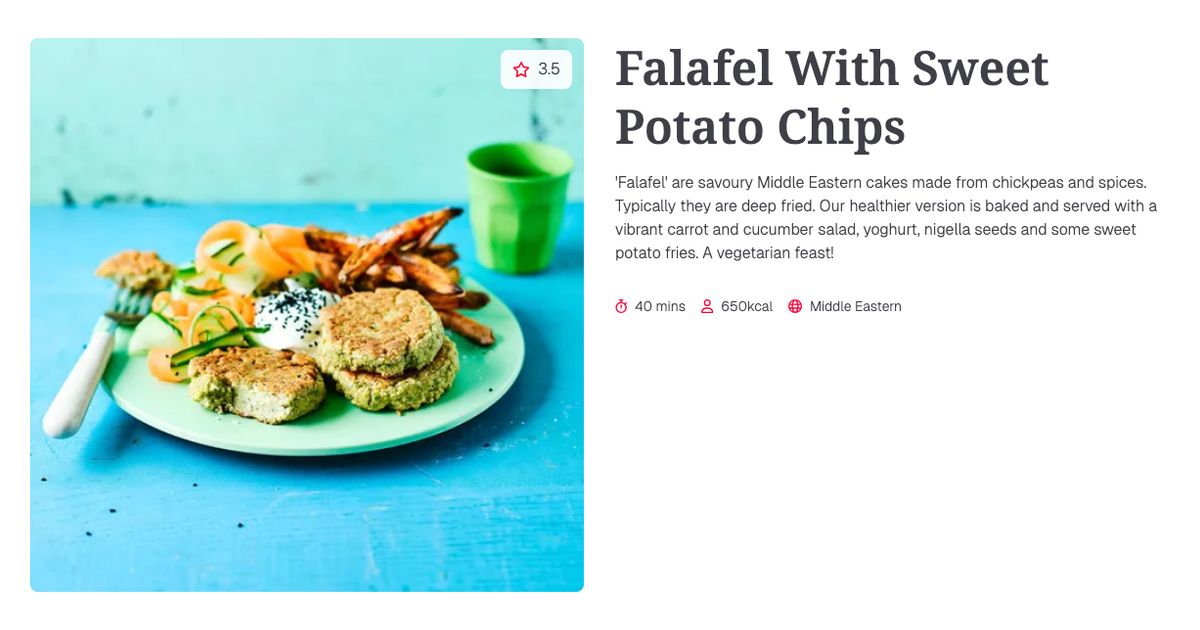 Falafel With Sweet Potato Chips (40 mins) | Gousto Recipe Search