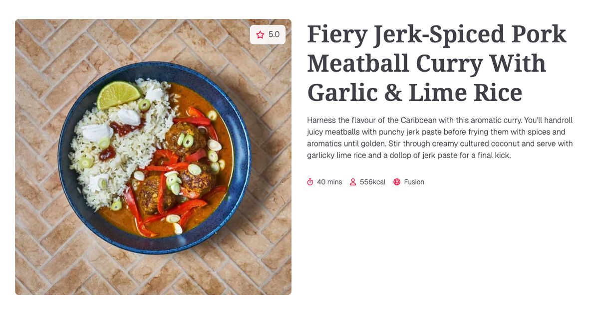 Fiery Jerk-Spiced Pork Meatball Curry With Garlic & Lime Rice (40 mins ...