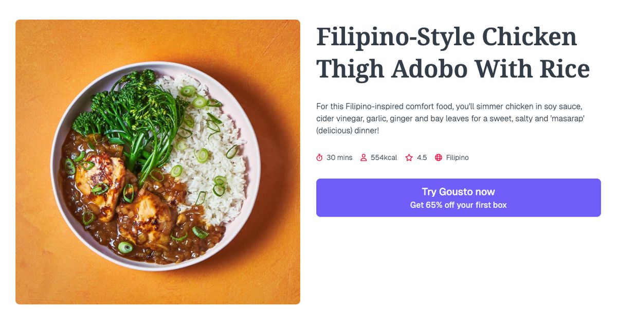 Filipino-Style Chicken Thigh Adobo With Rice (30 mins) | Gousto Recipe ...