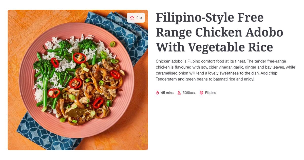 Filipino-Style Free Range Chicken Adobo With Vegetable Rice (45 mins ...