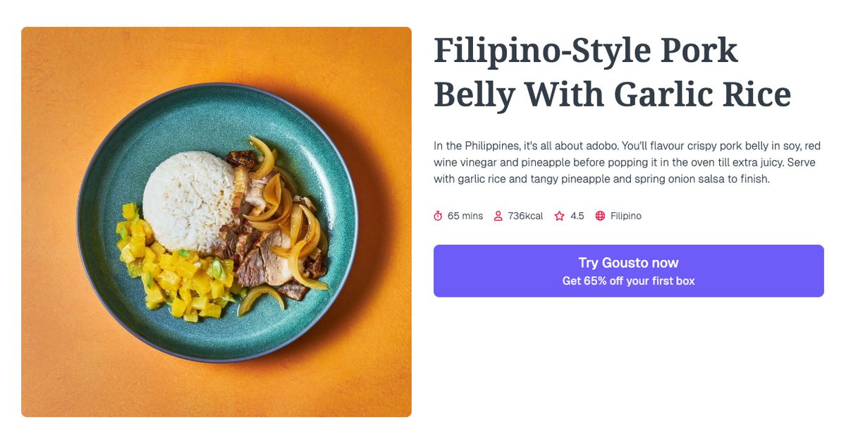 Filipino-Style Pork Belly With Garlic Rice (65 mins) | Gousto Recipe Search