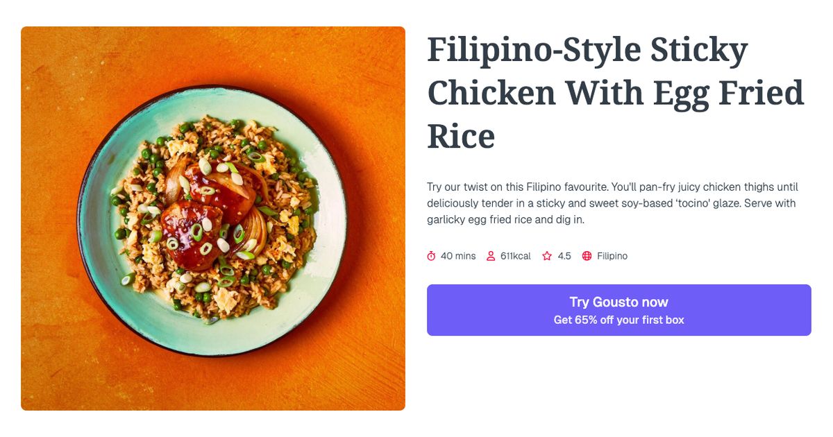 Filipino-Style Sticky Chicken With Egg Fried Rice (40 mins) | Gousto ...