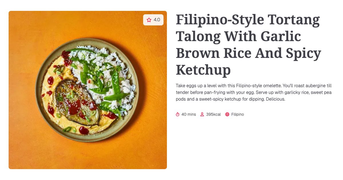 Filipino-Style Tortang Talong With Garlic Brown Rice And Spicy Ketchup ...