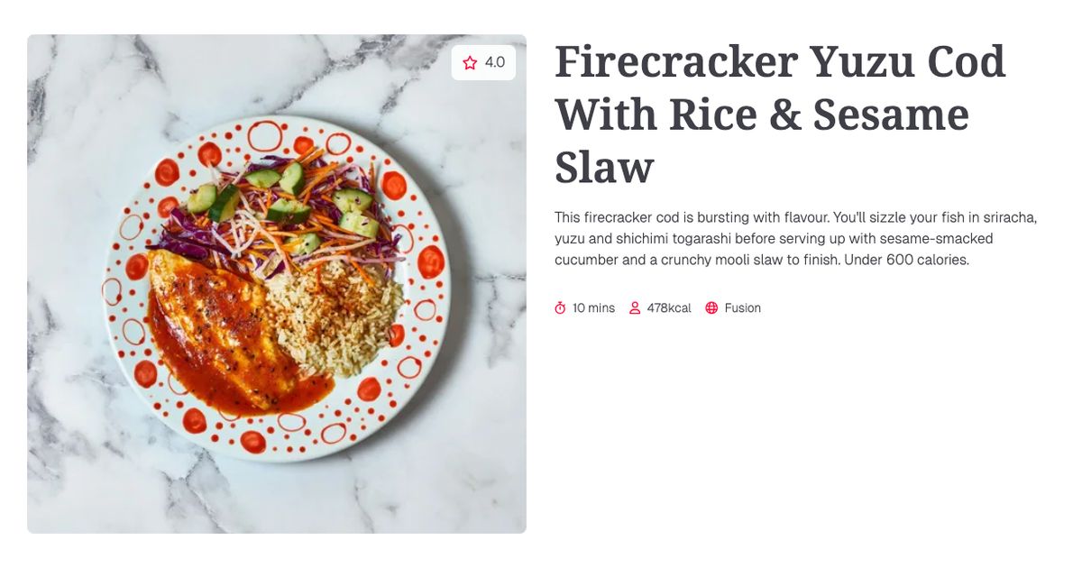 Firecracker Yuzu Cod With Rice & Sesame Slaw (10 mins) | Gousto Recipe ...