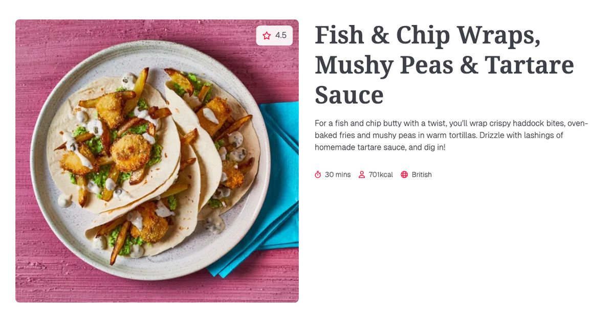 Fish & Chip Wraps, Mushy Peas & Tartare Sauce (30 mins) | Gousto Recipe ...