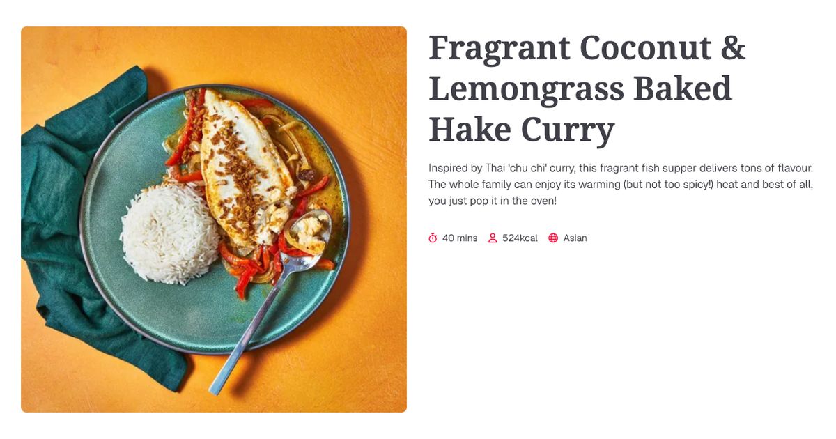 Fragrant Coconut & Lemongrass Baked Hake Curry (40 mins) | Gousto ...