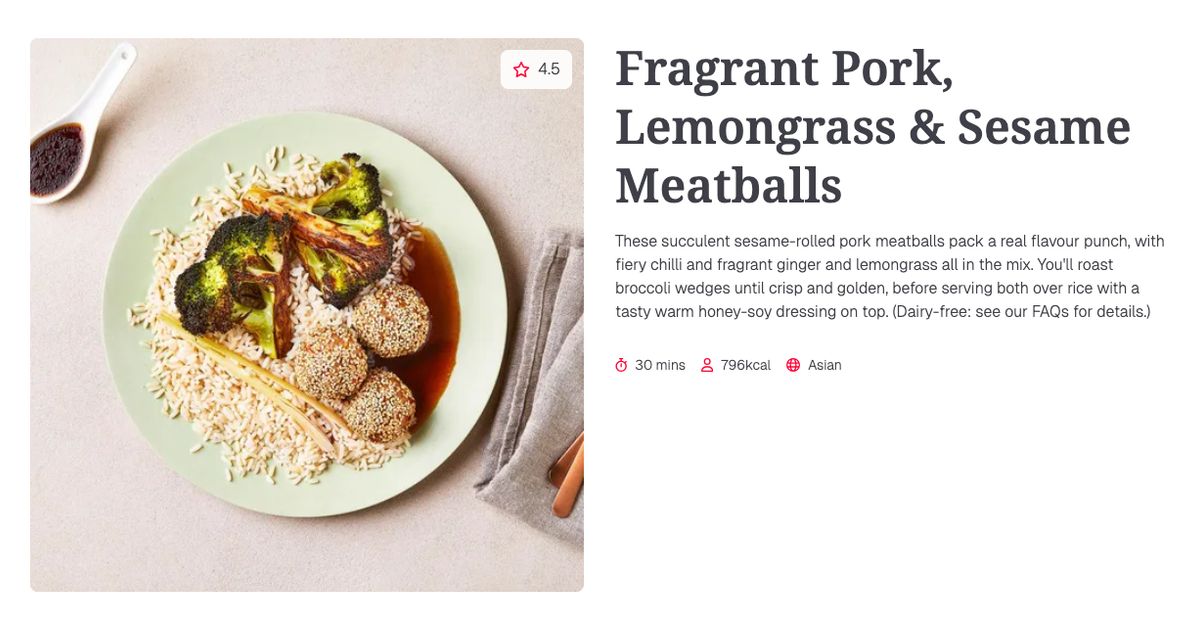 Fragrant Pork, Lemongrass & Sesame Meatballs (30 mins) | Gousto Recipe ...