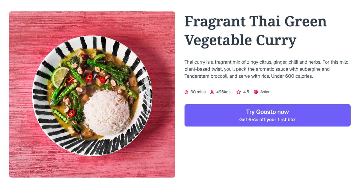 Fragrant Thai Green Vegetable Curry (30 mins) | Gousto Recipe Search