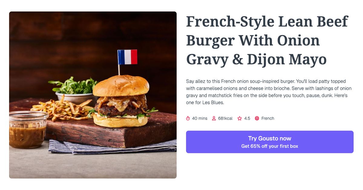 French-Style Lean Beef Burger With Onion Gravy & Dijon Mayo (40 mins ...
