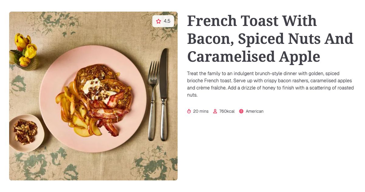 French Toast With Bacon, Spiced Nuts And Caramelised Apple (20 mins ...